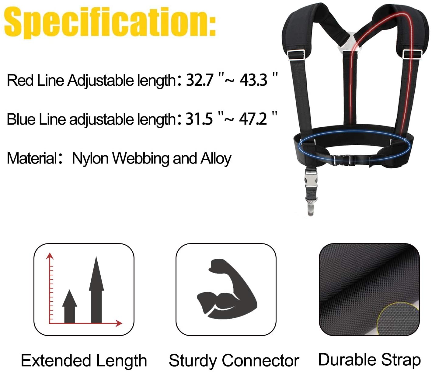 Adjustable Telescoping Wand Support Belt Two-Shoulder Harness - Product ...