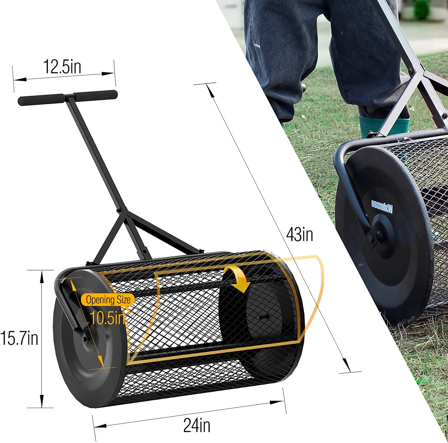 Rolling Compost Spreader Peat Moss Spreader - Product - Disability Work ...