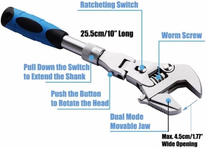 Adjustable Angle Ratcheting Adjustable Wrench Product Disability